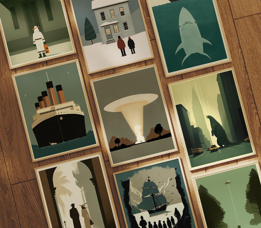 Old Movie Posters Collection - Set of 3 Minimalist Home Theater Posters ...