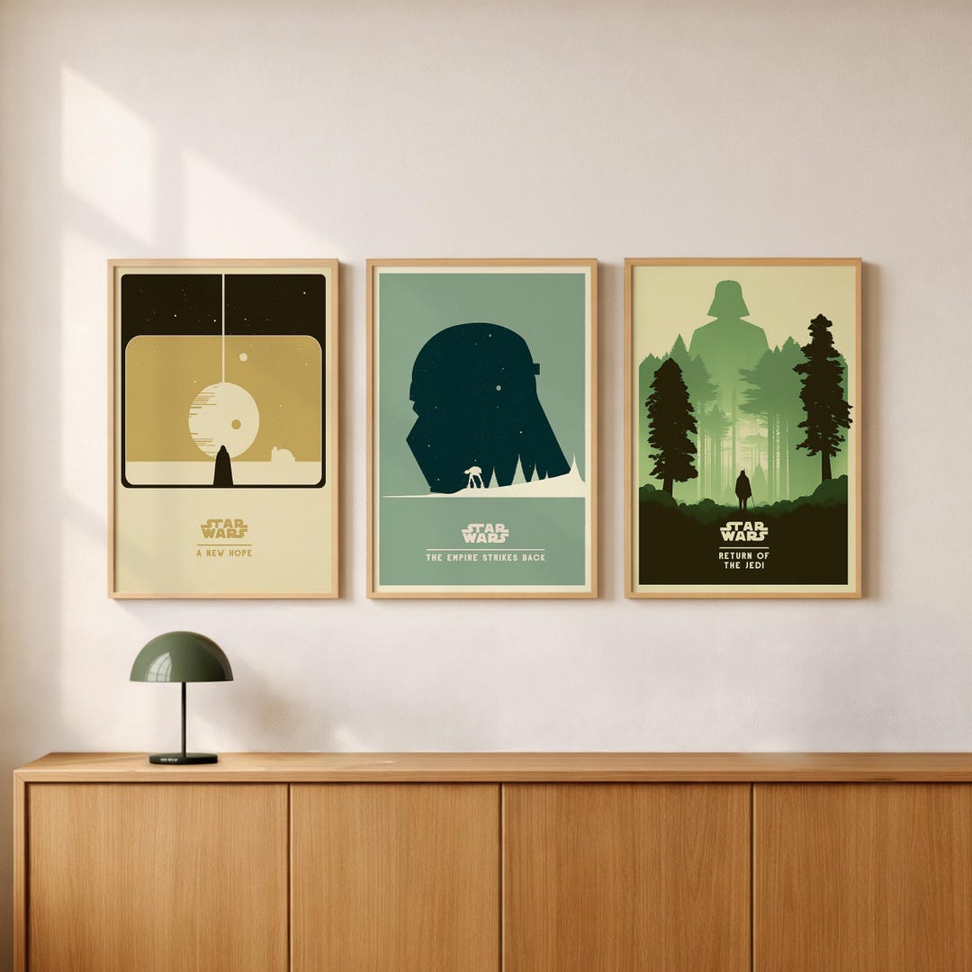 Minimalist Star Wars Poster Set for Retro Movie Theater: A New Hope ...