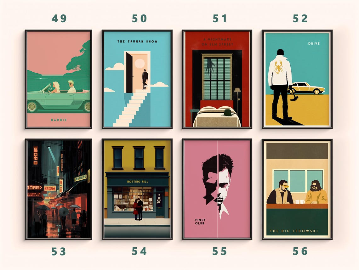 Custom Retro Movie Poster Set – Minimalist Cinema Wall Art for Home ...