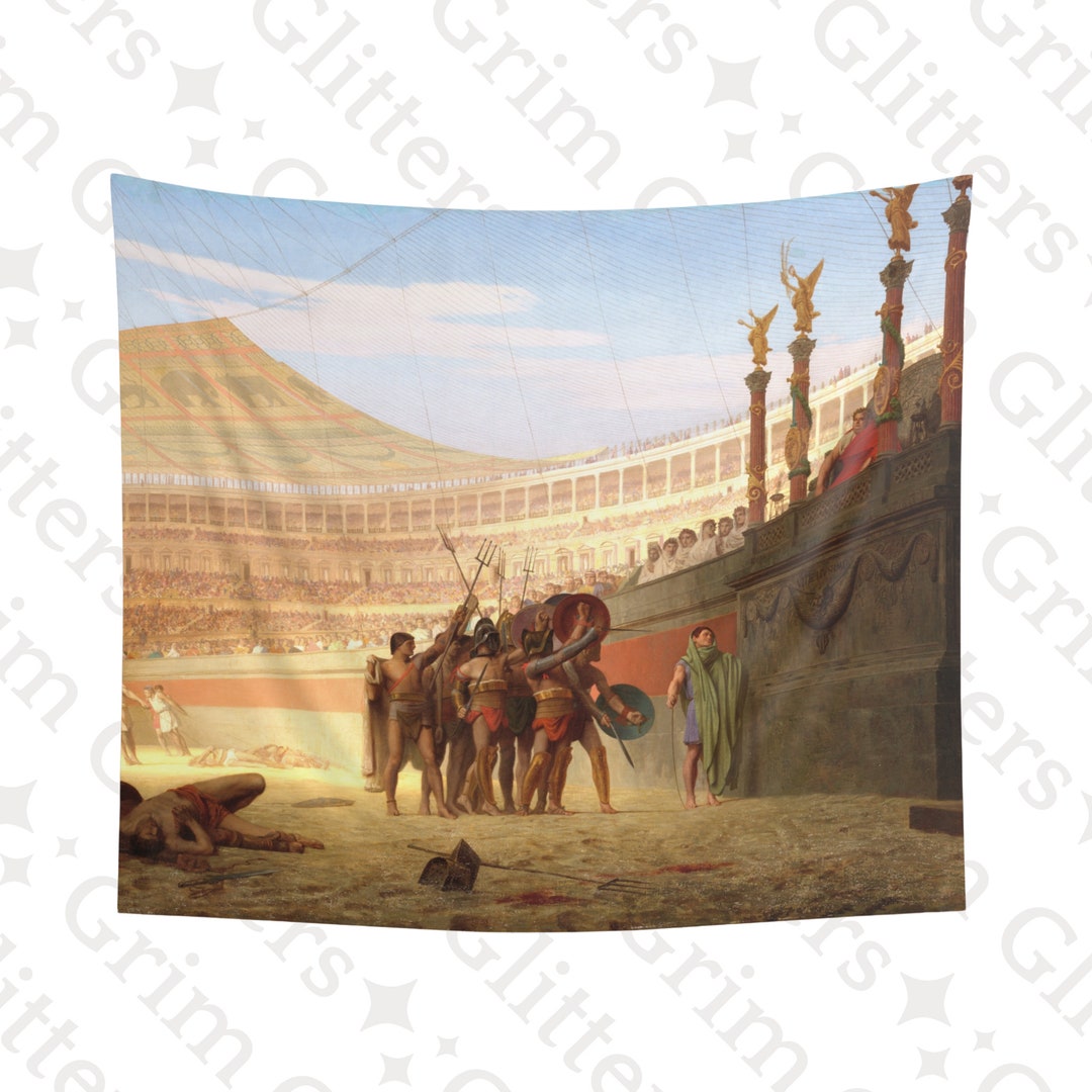 Roman Gladiator Tapestry - Hail Caesar! We Who Are About to Die Salute ...