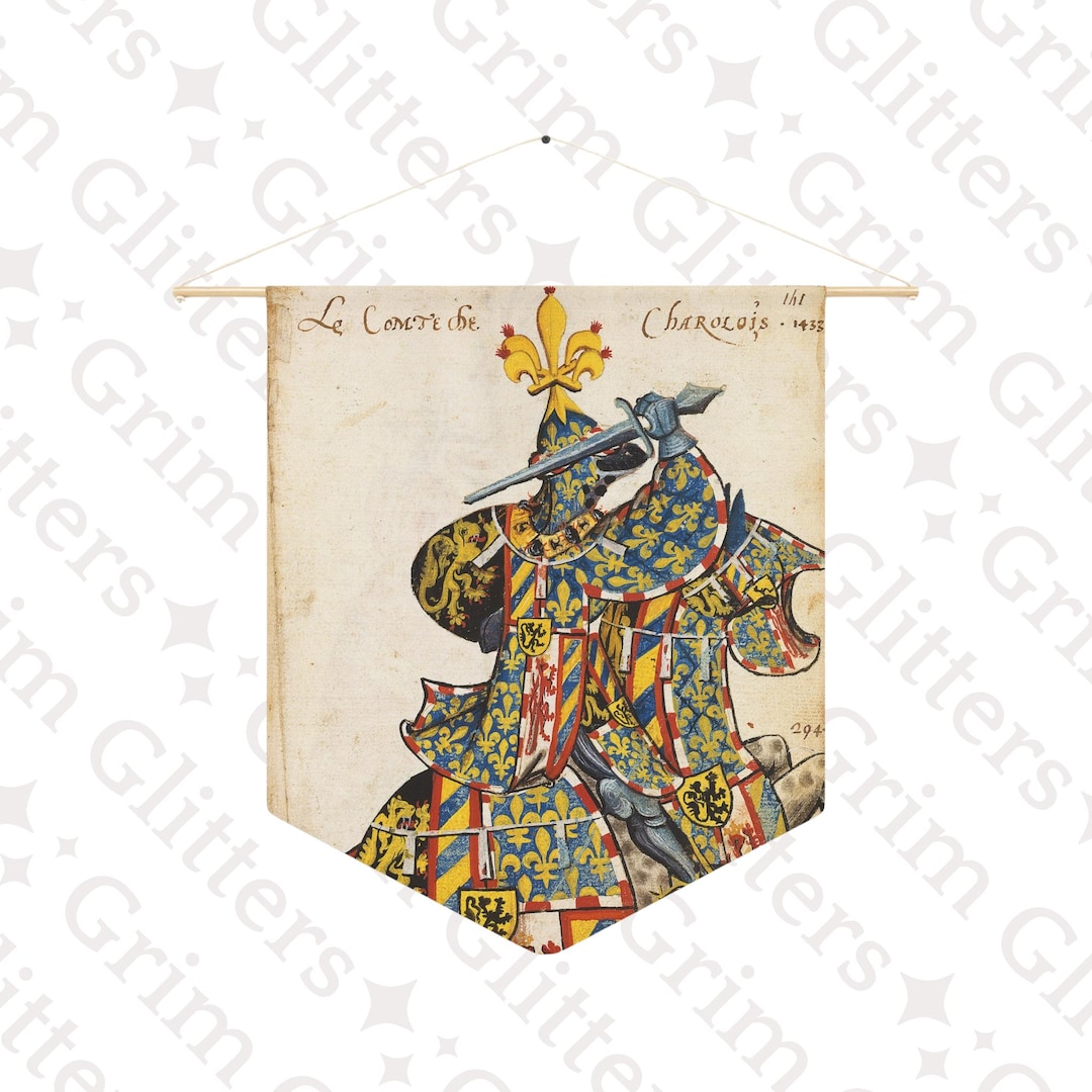 Count of Charolais Pennant Banner: Medieval French Armorial Decor - Etsy