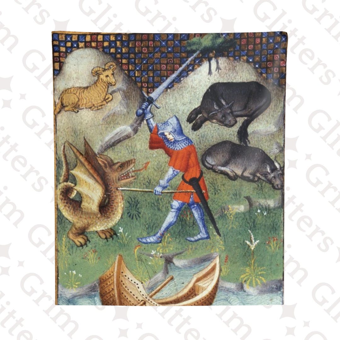 Knight and Wyvern Tapestry: Medieval French Art Historic Decor - Etsy