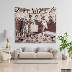 Norman Knights Charge Anglo-saxon Warriors Tapestry - Bayeux Tapestries ...