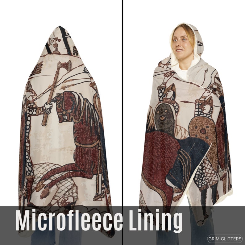 Bayeux Tapestry Snuggle Cloak: Medieval Norman Knights Hooded Blanket ...