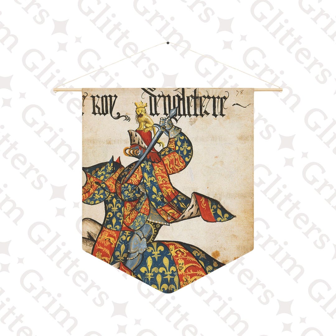 King of England Pennant Banner: Medieval Equestrian Armorial Art - Etsy