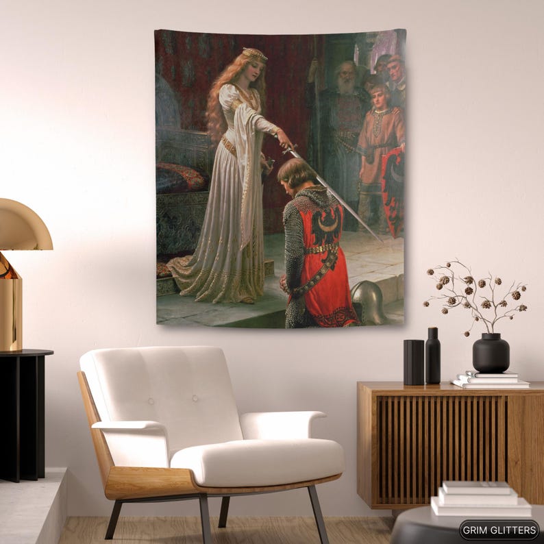 Accolade Tapestry: Edmund Blair Leighton Knighting Ceremony Wall Art - Etsy