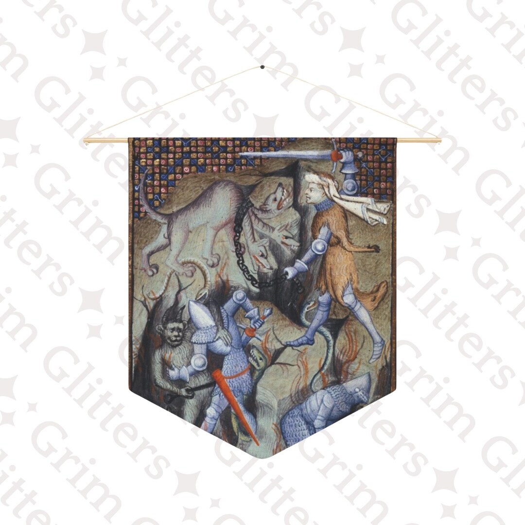 Hercules Vs Cerberus Pennant Banner: Medieval French Art Decor - Etsy