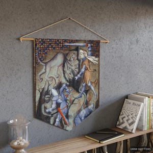 Hercules Vs Cerberus Pennant Banner: Medieval French Art Decor - Etsy