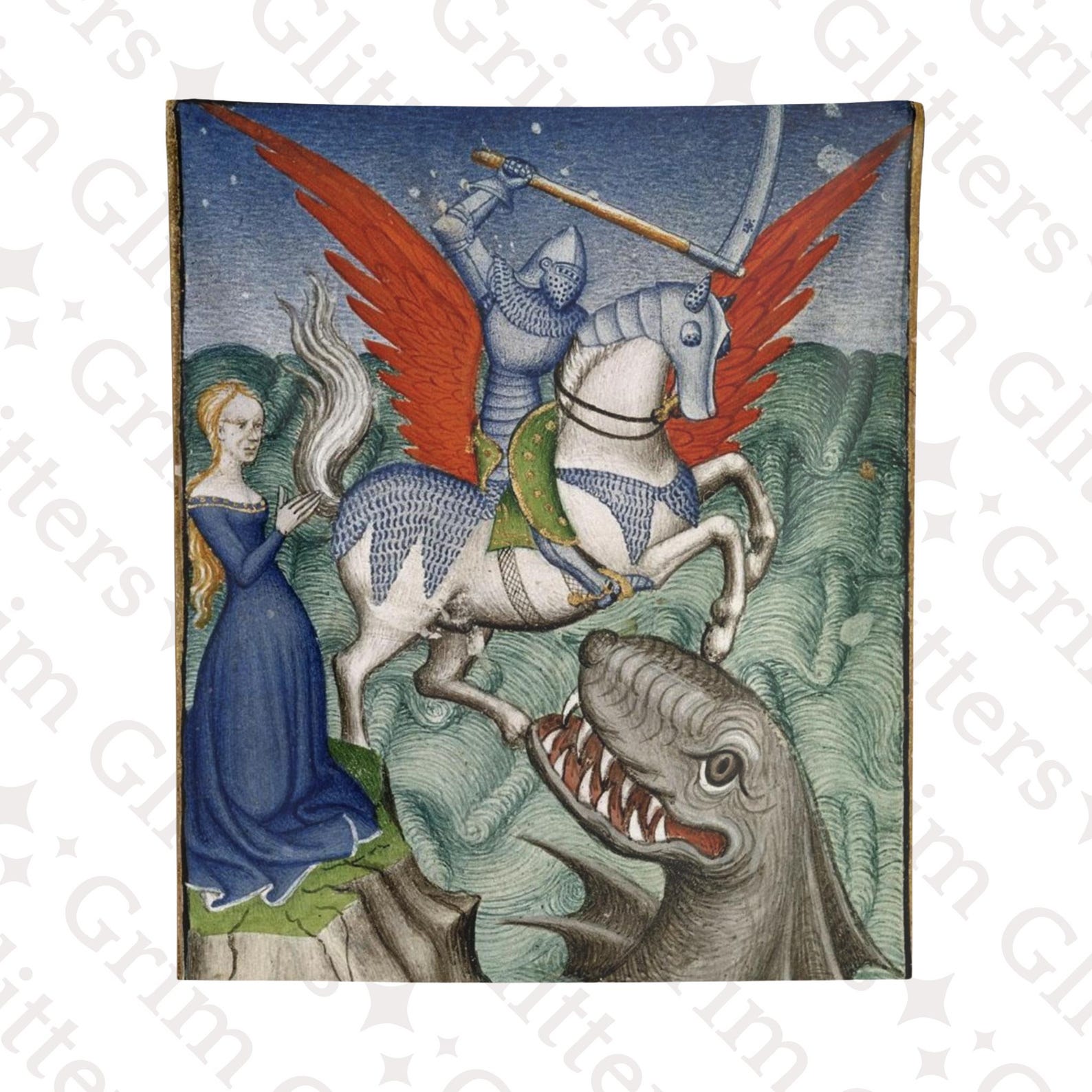 Scythe Knight Riding an Armored Pegasus Rescues a Damsel in Distress ...