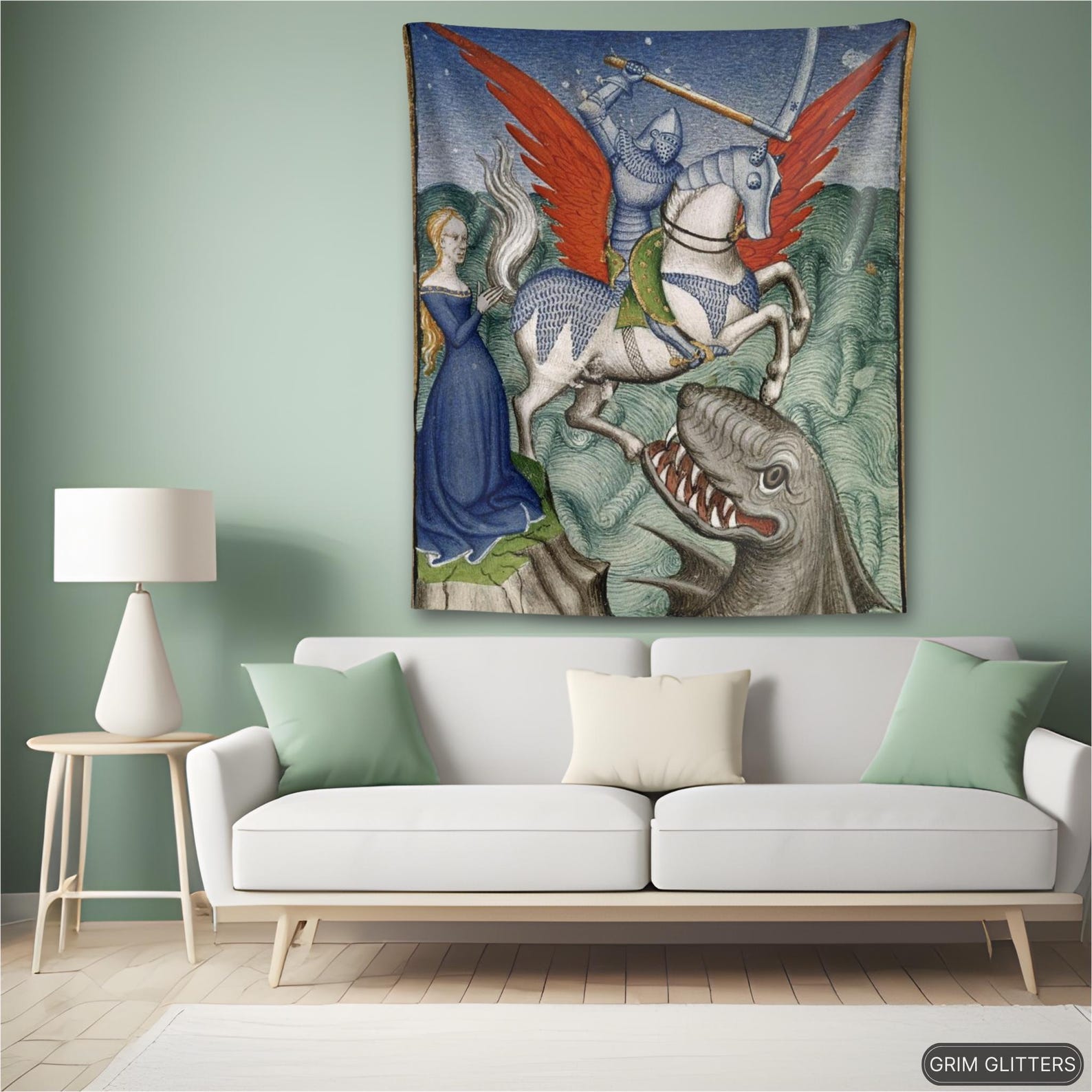 Scythe Knight Riding an Armored Pegasus Rescues a Damsel in Distress ...