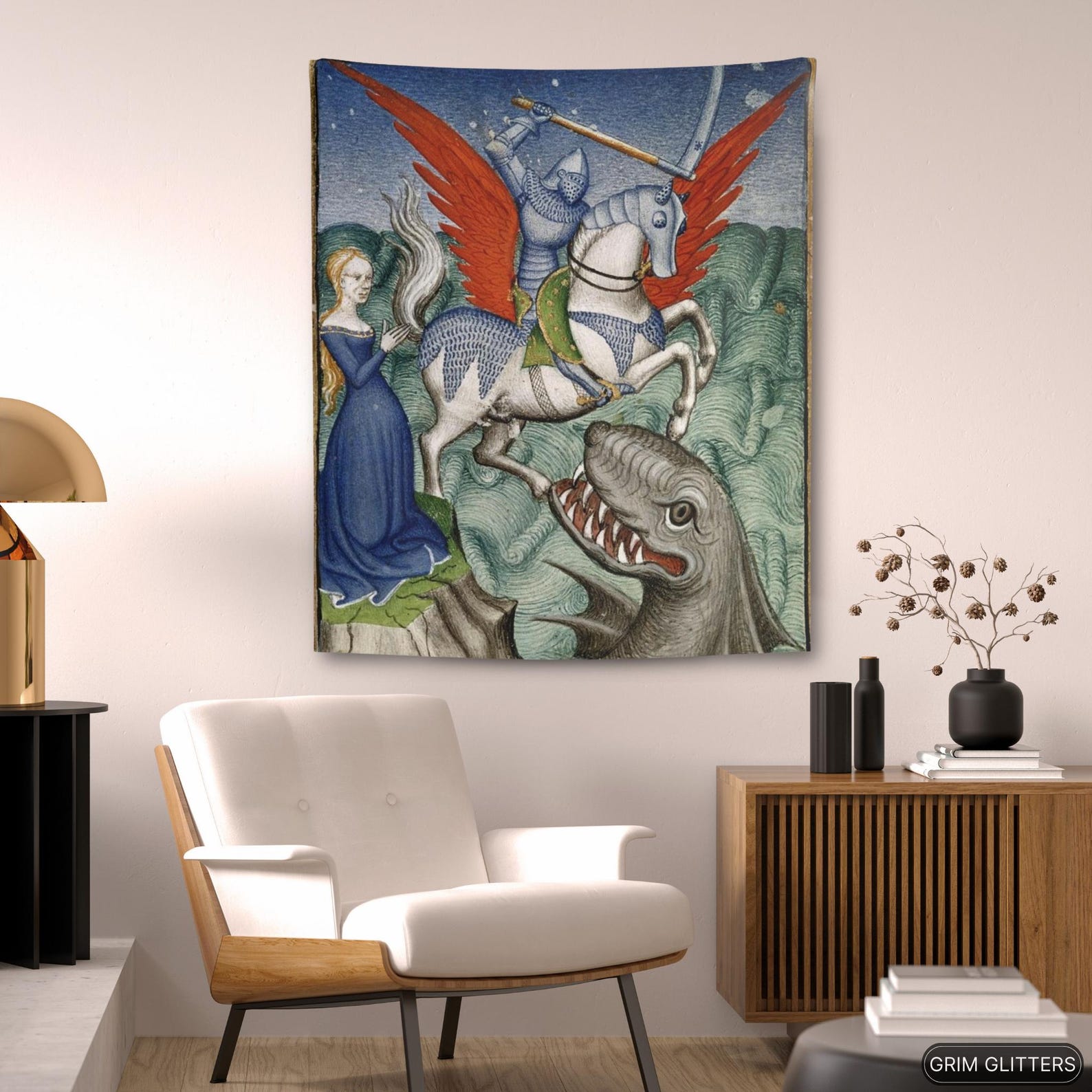 Scythe Knight Riding an Armored Pegasus Rescues a Damsel in Distress ...