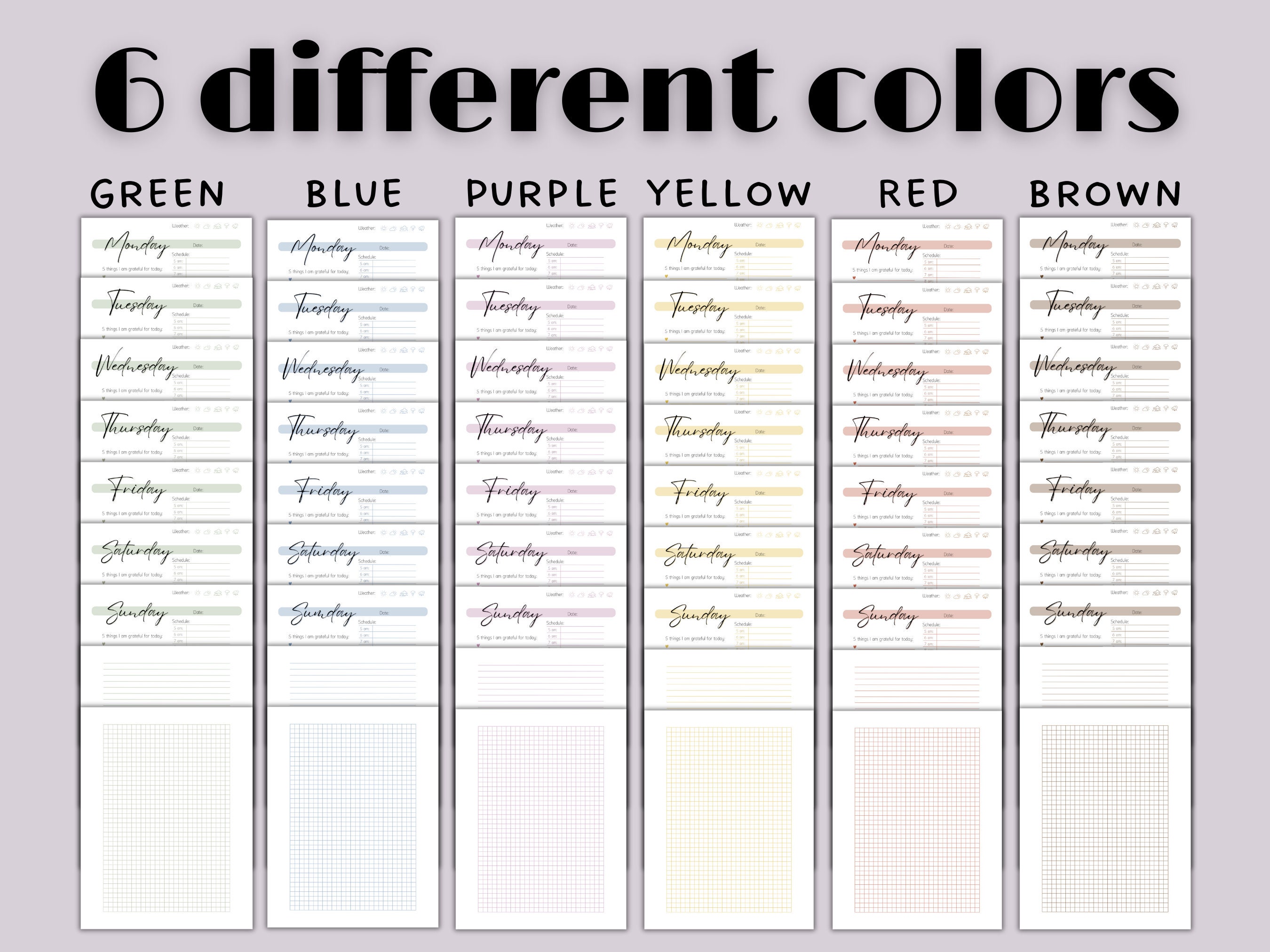 Undated Daily Planner Template | 7 Day Printable Schedule | Digital to ...