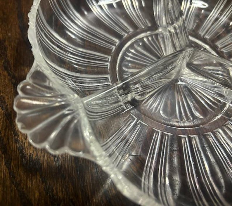 Vintage Hazel Atlas 3 Section Divided Relish Dish Rib Pattern With Fan ...