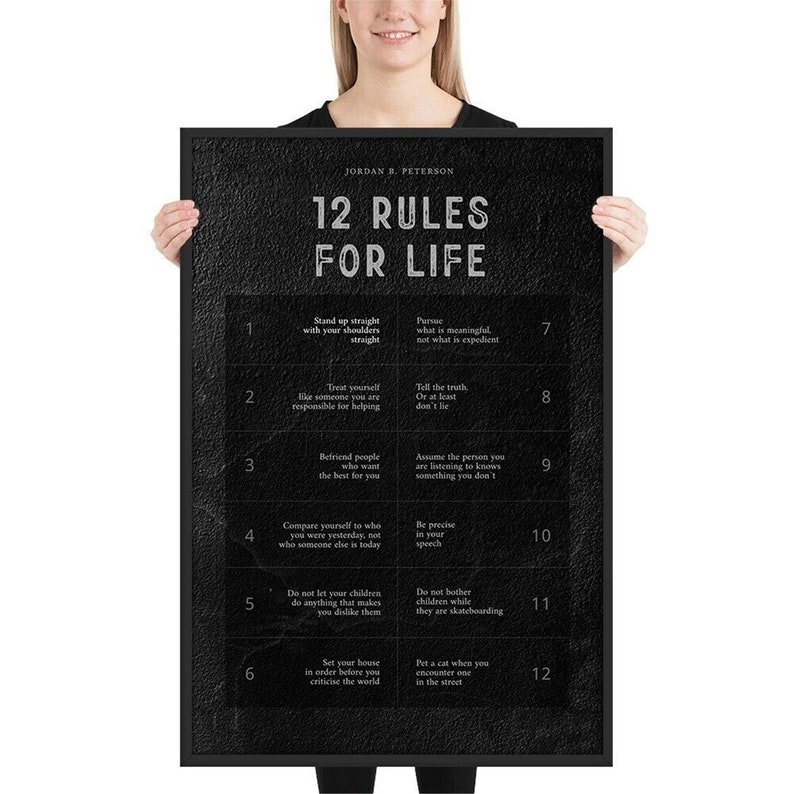 Jordan Peterson 12 Rules For Life Motivational Poster Etsy