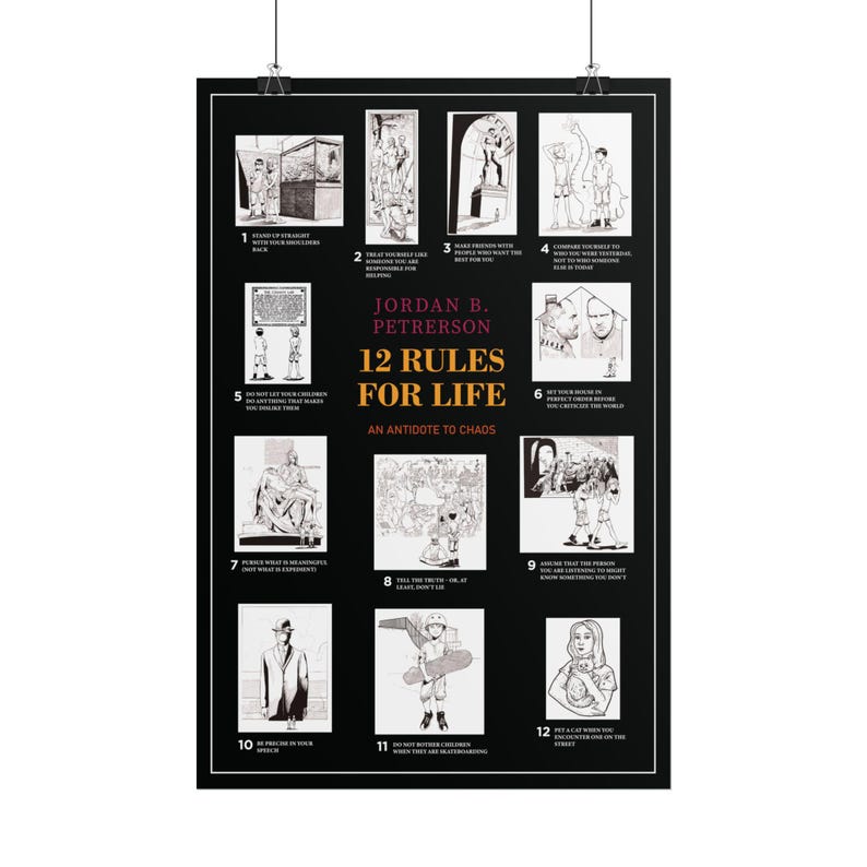 12 Rules for Life by Jordan Peterson Matte Vertical Posters - Etsy
