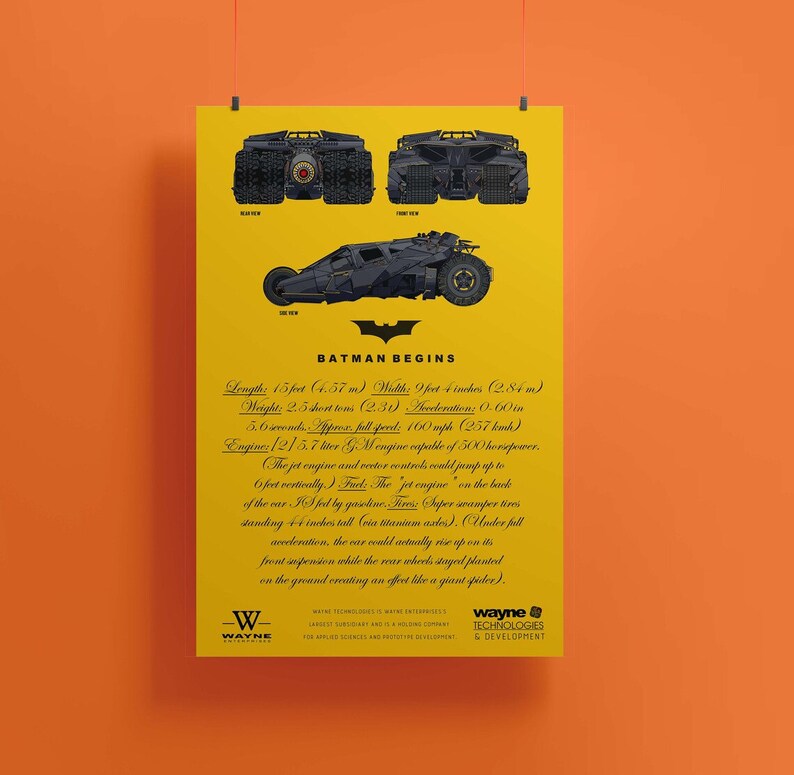 Batmobile Timeline Poster Dark Knight Tumbler Cool Wall Art DC Comics ...