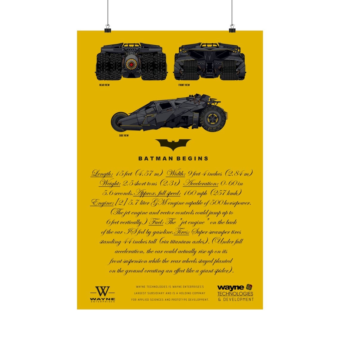 Batmobile Timeline Poster Dark Knight Tumbler Cool Wall Art DC Comics ...