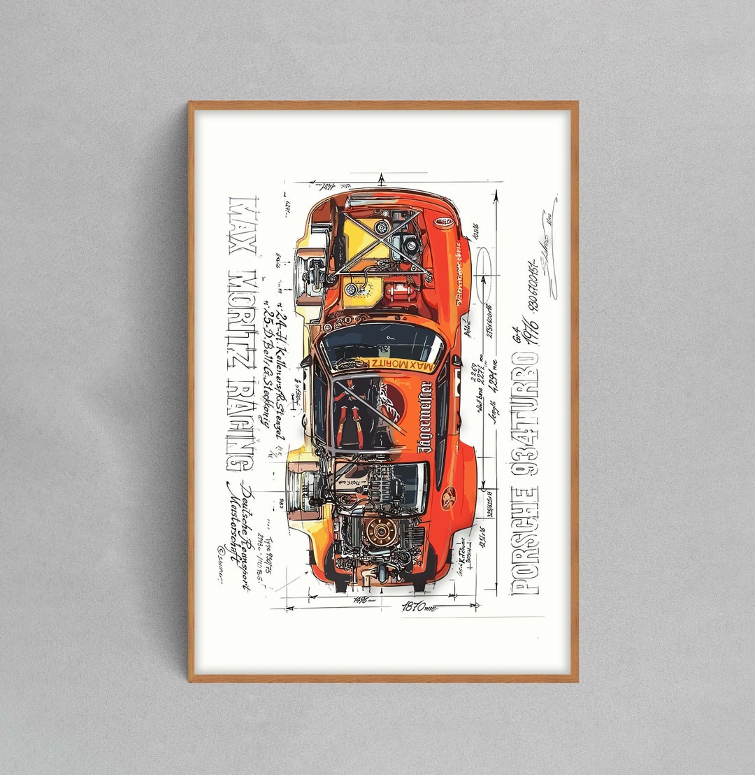 934 Turbo Sports Car Wall Poster High-quality Automotive Art Decor - Etsy