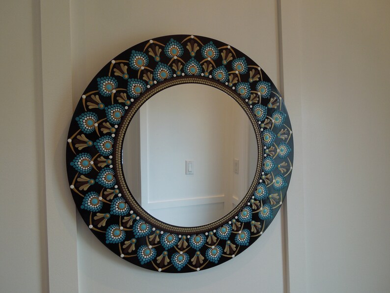 Mandala Mirror | Dot Mandala Art | Dot Mandala Mirror | Blues and ...