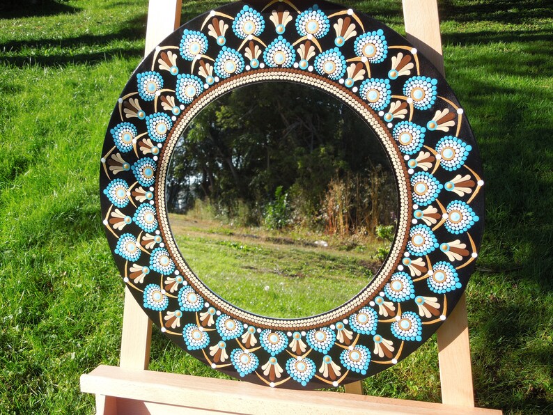 Mandala Mirror | Dot Mandala Art | Dot Mandala Mirror | Blues and ...