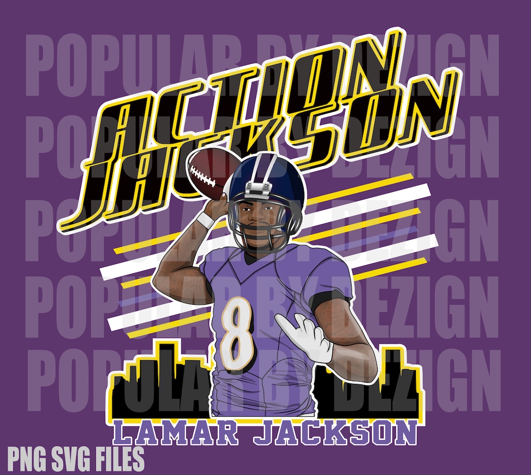 Lamar Jackson, Action Jackson, Baltimore Football, Ravens Football SVG ...