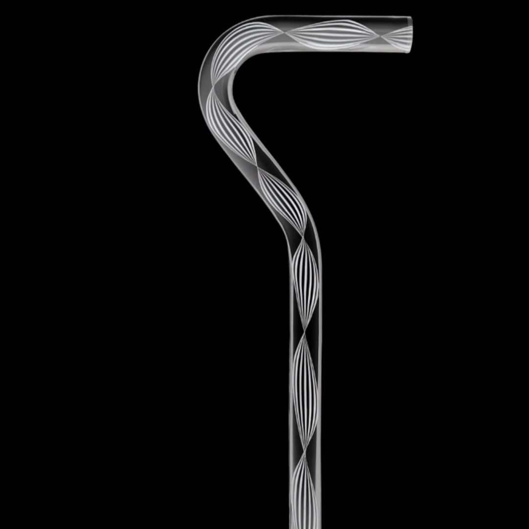 Alabaster Helix Cane: White Twists in Invisible Clear Shaft Walking ...