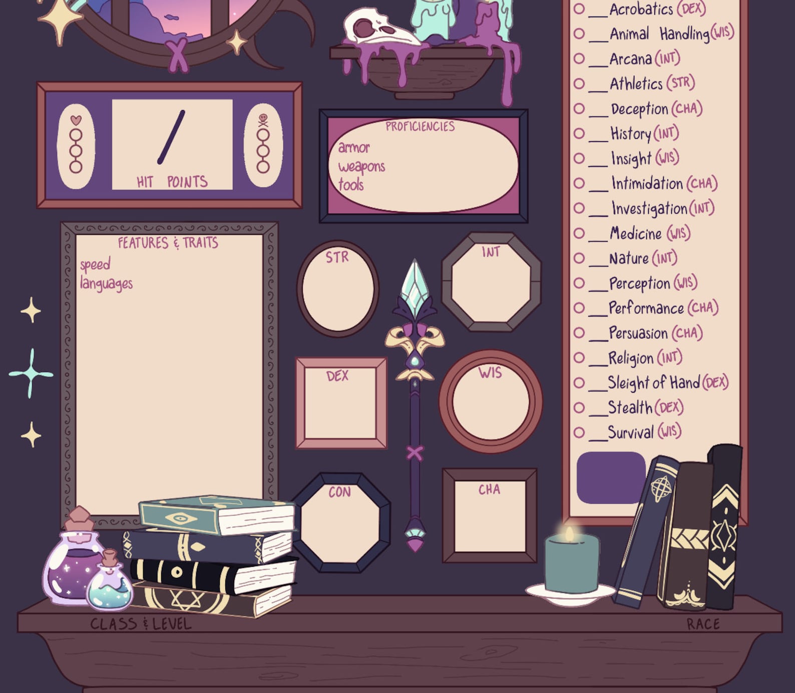 Spellcaster Dnd 5E Character Sheet: Custom Art Integration (PDF Fillable) - Etsy