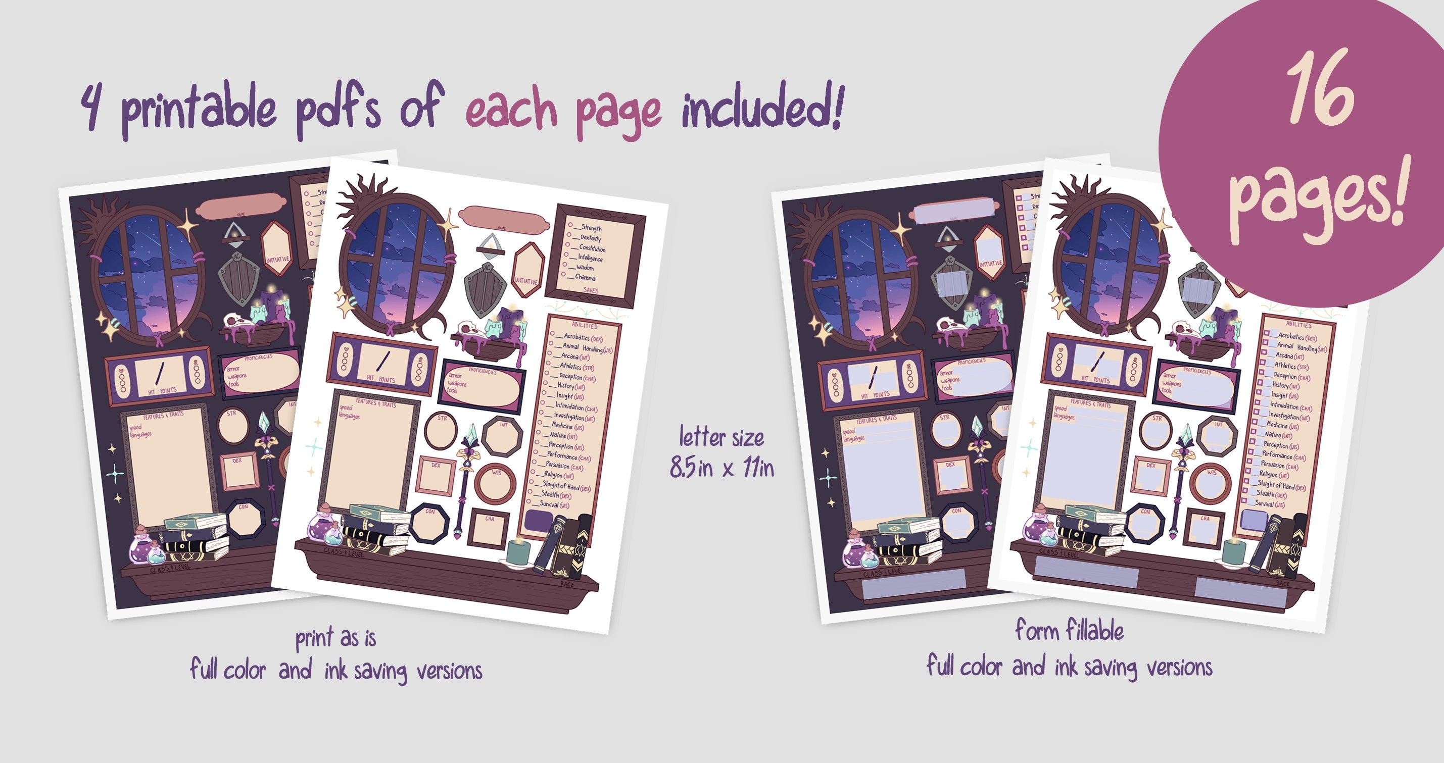 Mage's Study Dnd 5E Character Sheet: Spellcaster-themed Art & Digital ...