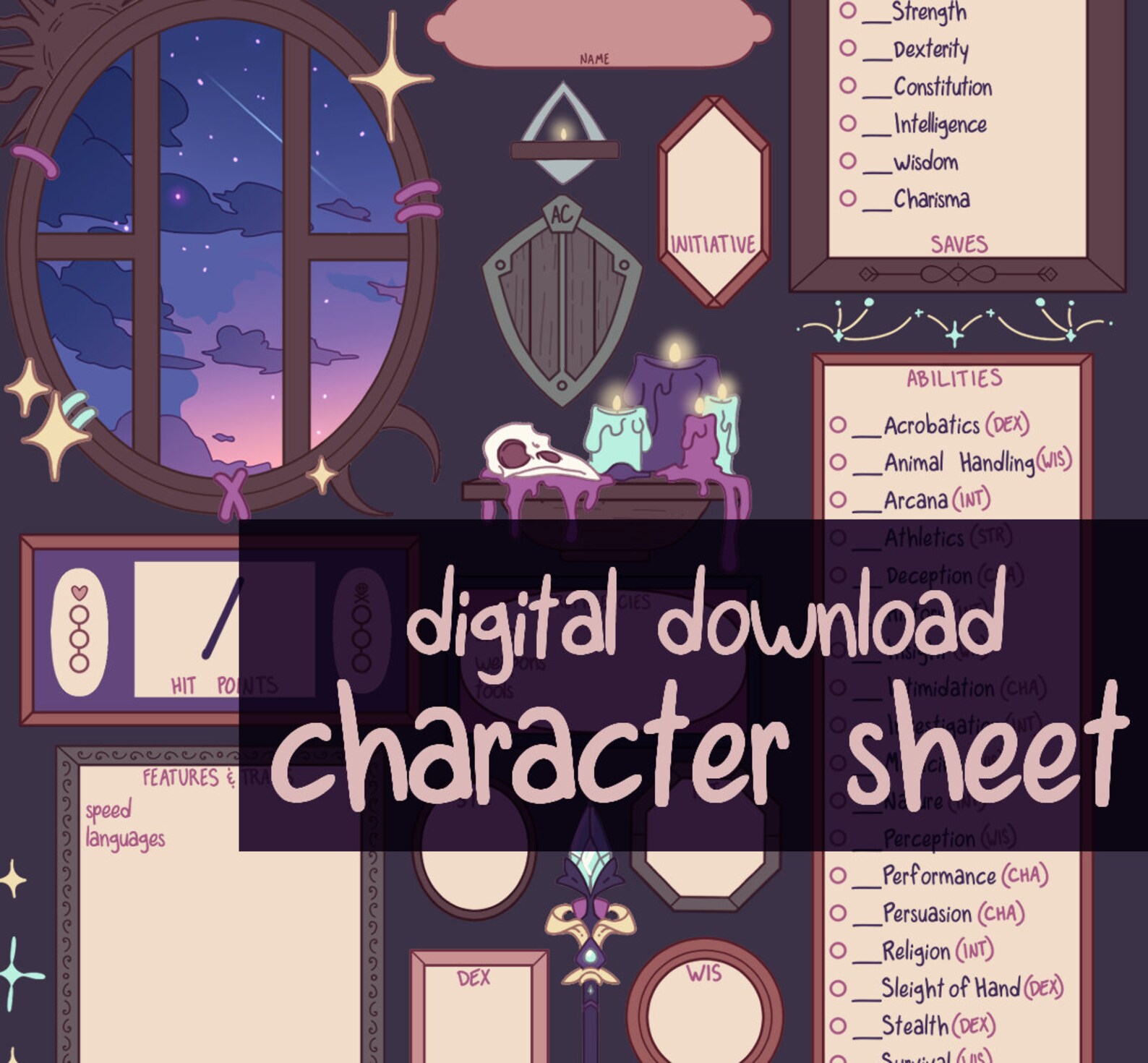 Spellcaster Dnd 5E Character Sheet: Custom Art Integration (PDF Fillable) - Etsy