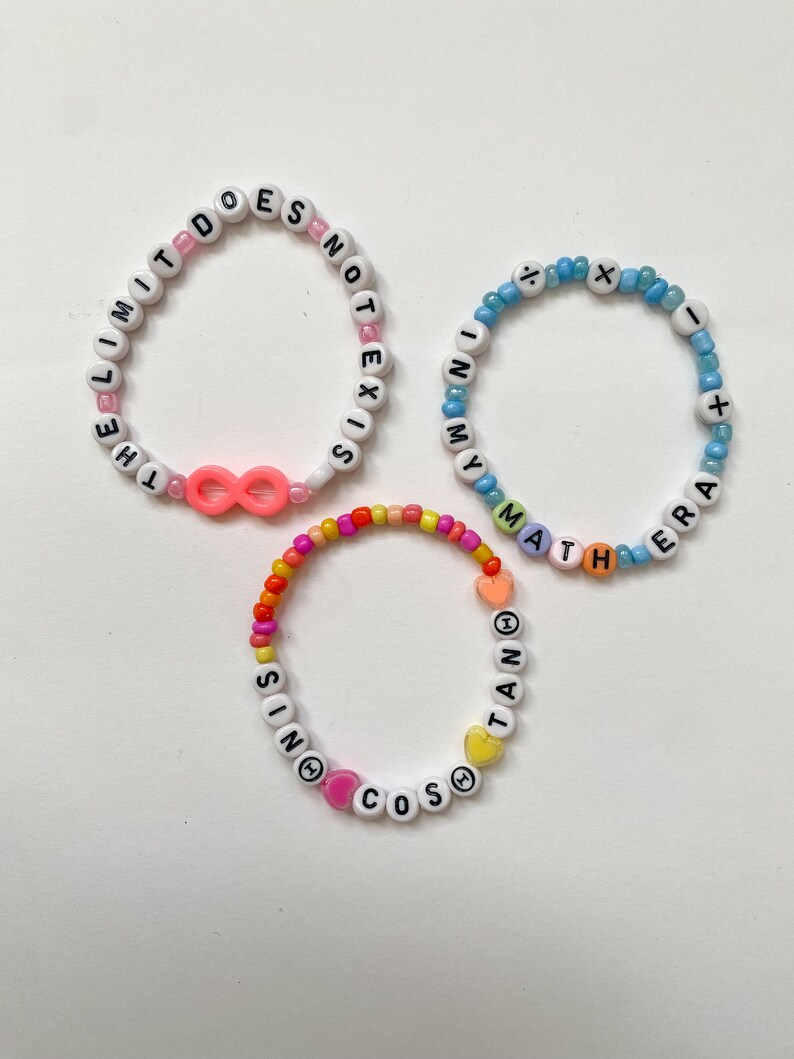 Math Teacher Beaded Bracelet, Calculus Algebra Geometry Physics Stem Pi ...