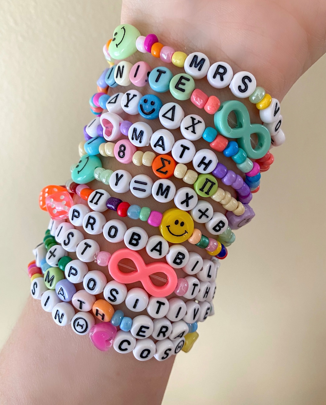 Math Teacher Beaded Bracelet, Calculus Algebra Geometry Physics Stem Pi ...