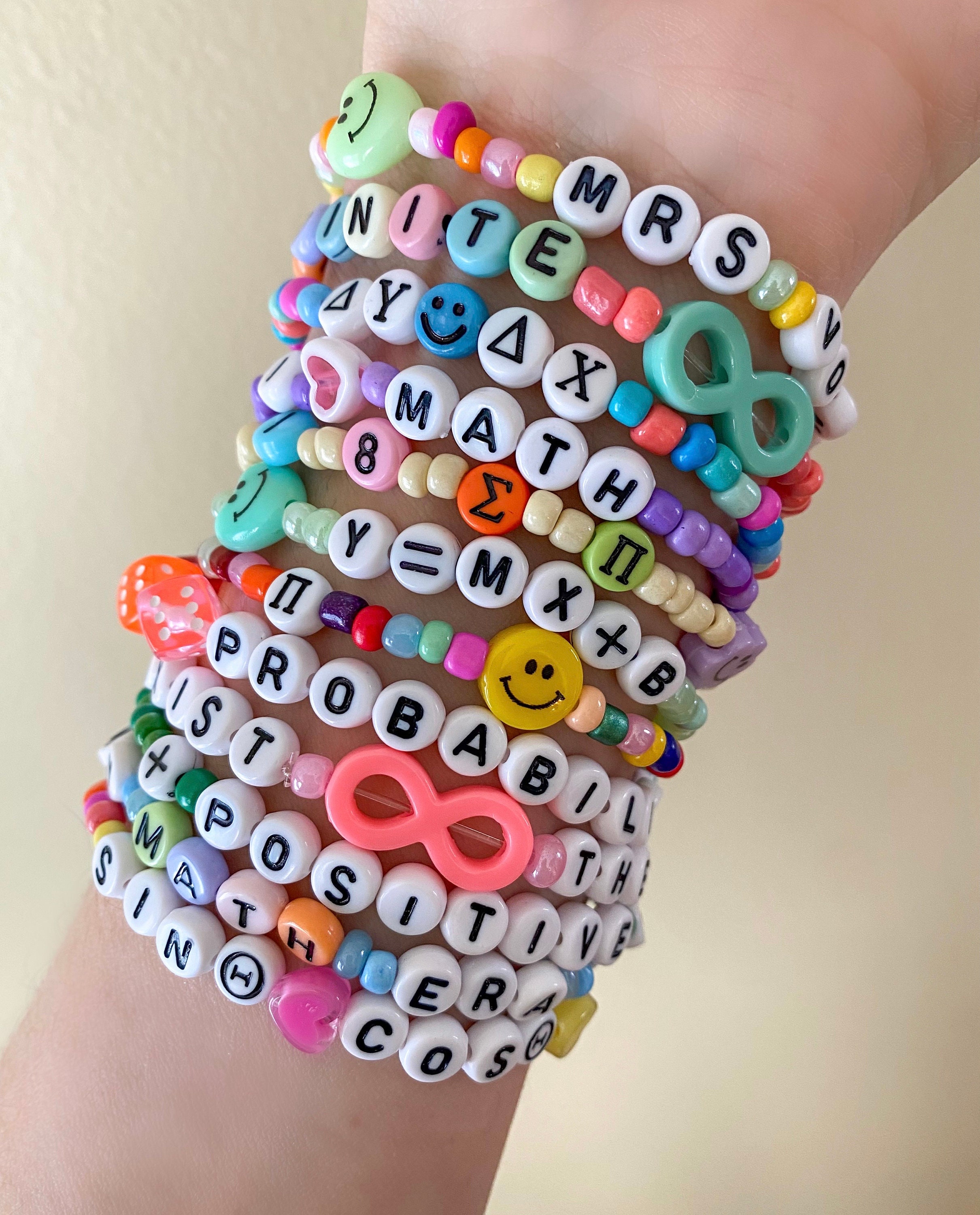 Personalized Math Teacher Beaded Bracelet: STEM Jewelry Gift - Etsy