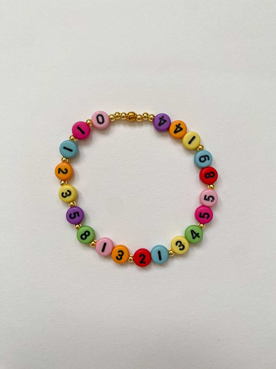 Fibonacci Sequence Bracelet, Golden Ratio Multicolor Gold Beaded ...