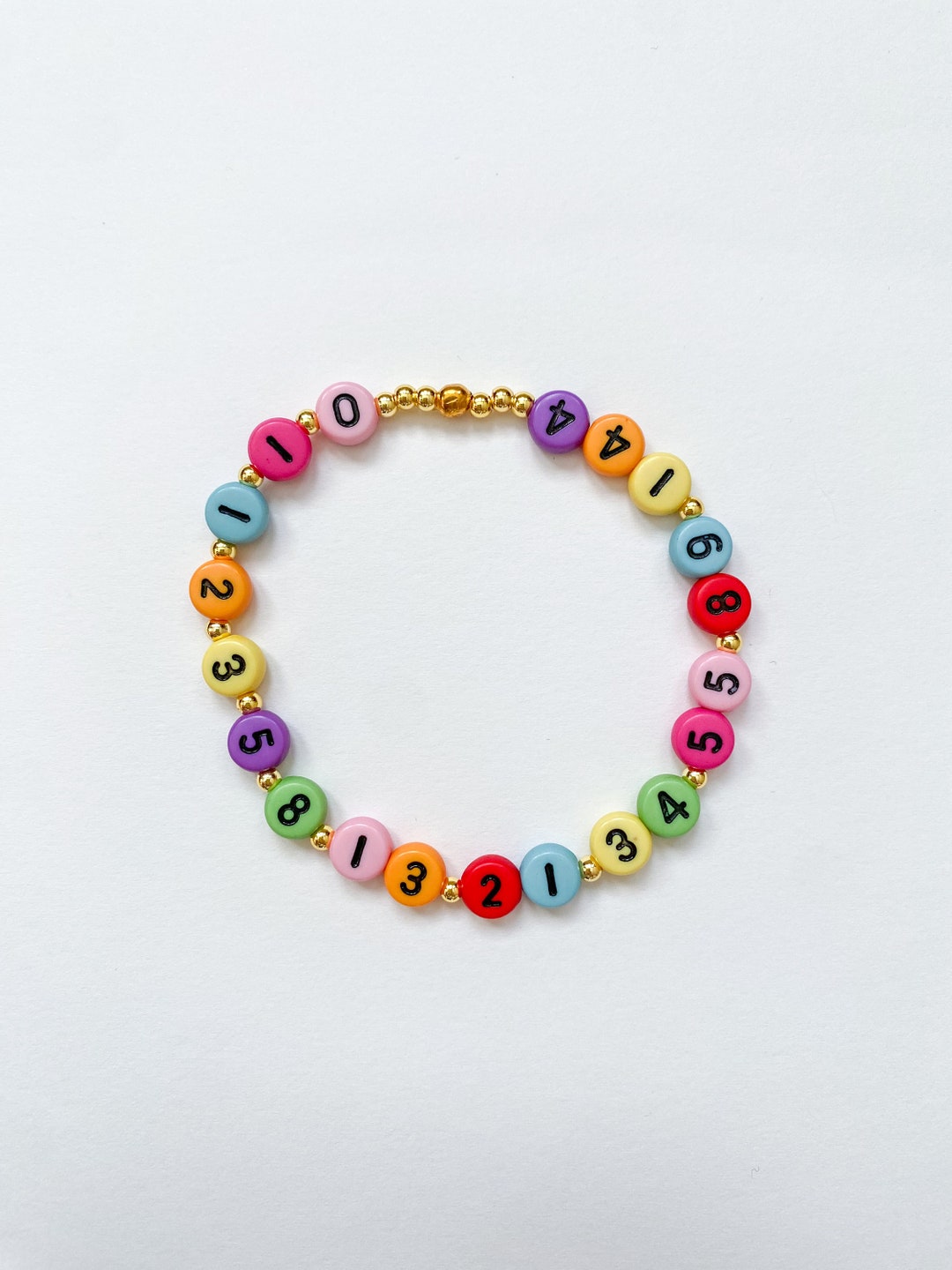 Fibonacci Sequence Bracelet, Golden Ratio Multicolor Gold Beaded ...