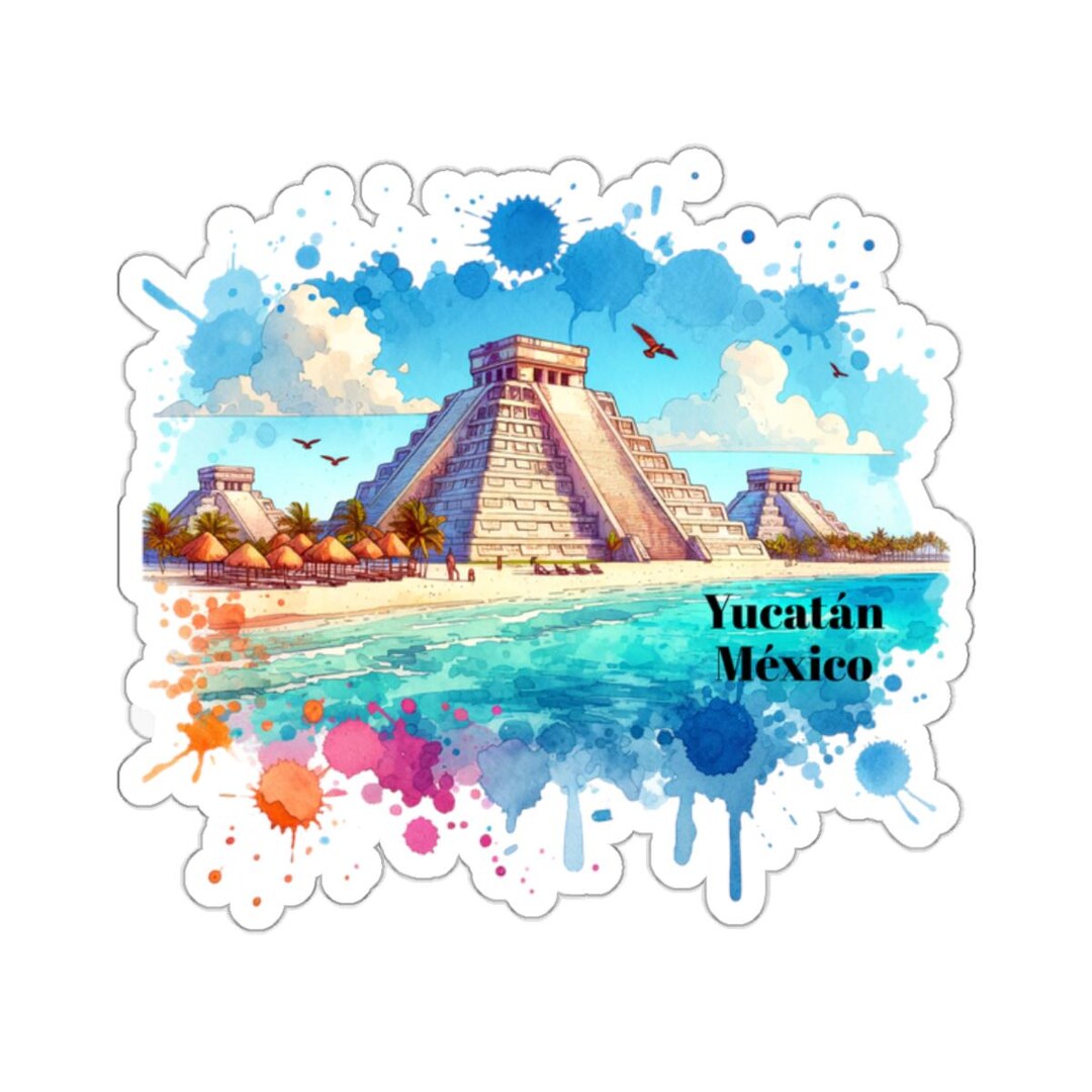 Yucatan Mexico Sticker, Mayan Ruins Vinyl Travel Decal, Ancient Ruins ...