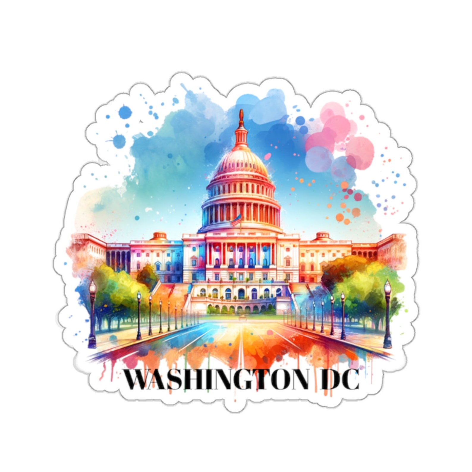Vibrant Washington DC Travel Sticker for Scrapbooking and Travel ...