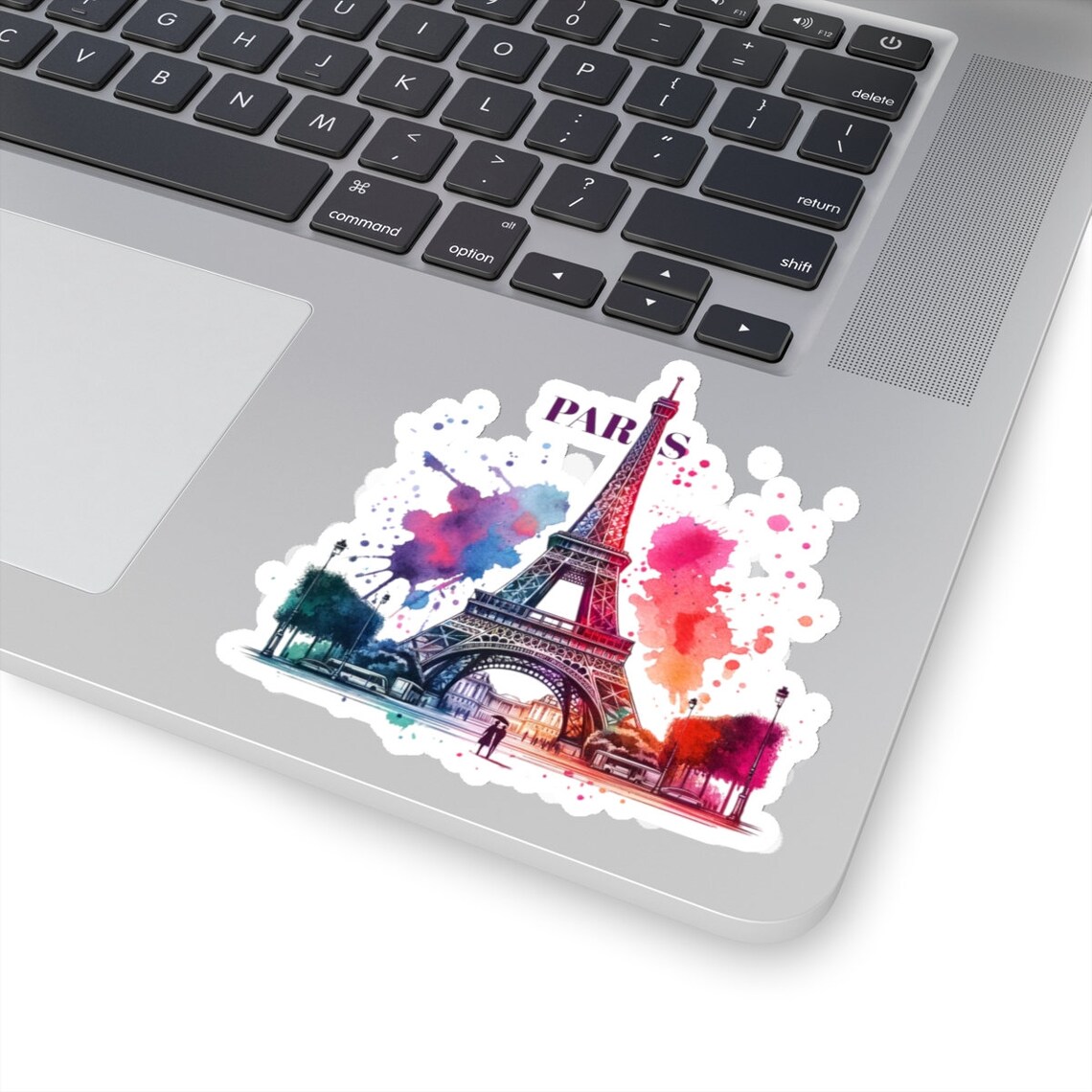 Vibrant, Splashy Eiffel Tower Paris Travel Sticker for Scrapbooks and ...