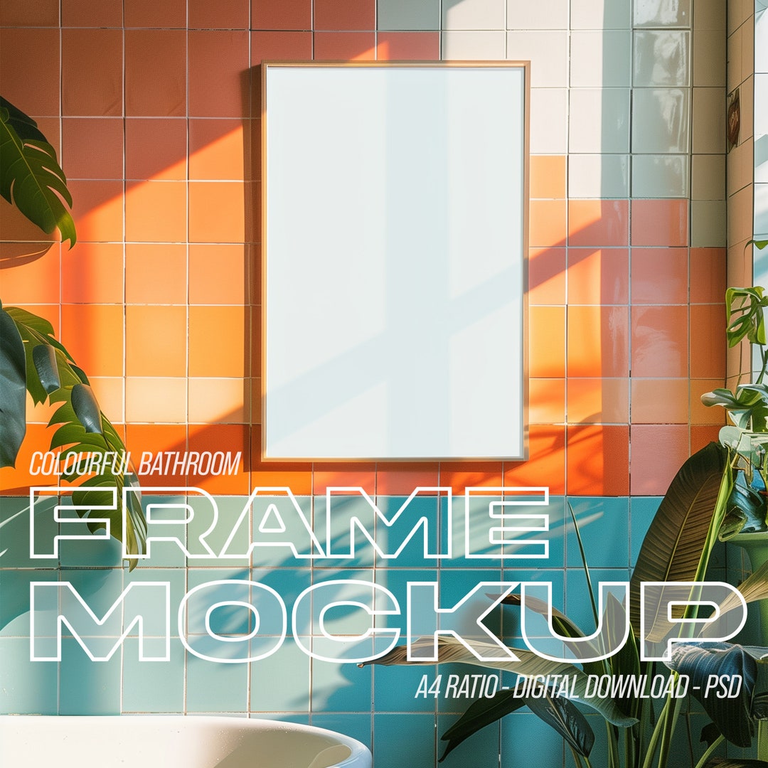 Vertical Frame Mockup | Bathroom Frame Mockup | Digital Mockup | Mockup ...