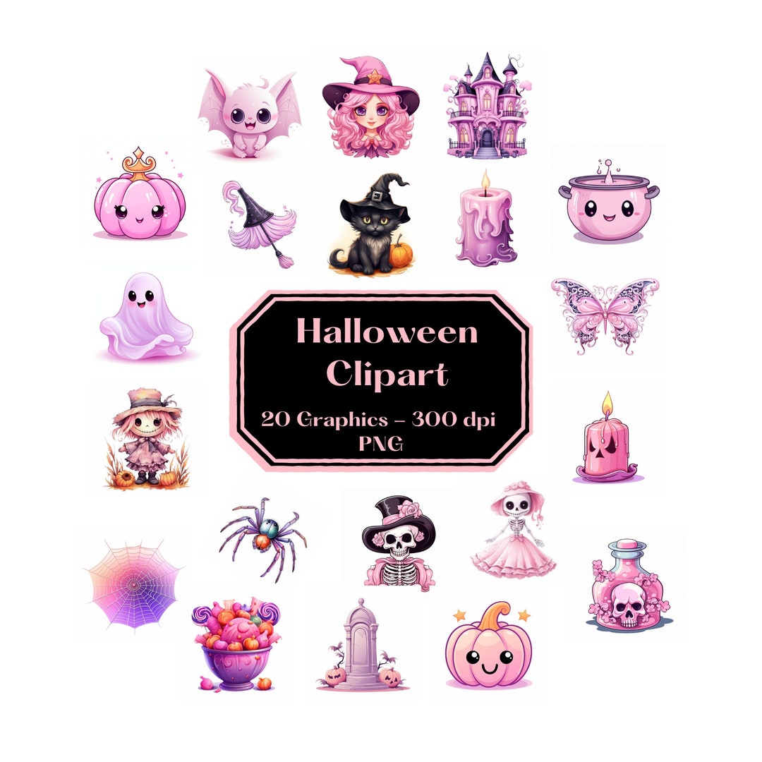 Pastel Halloween Clipart Cute Watercolor Halloween PNG - Etsy