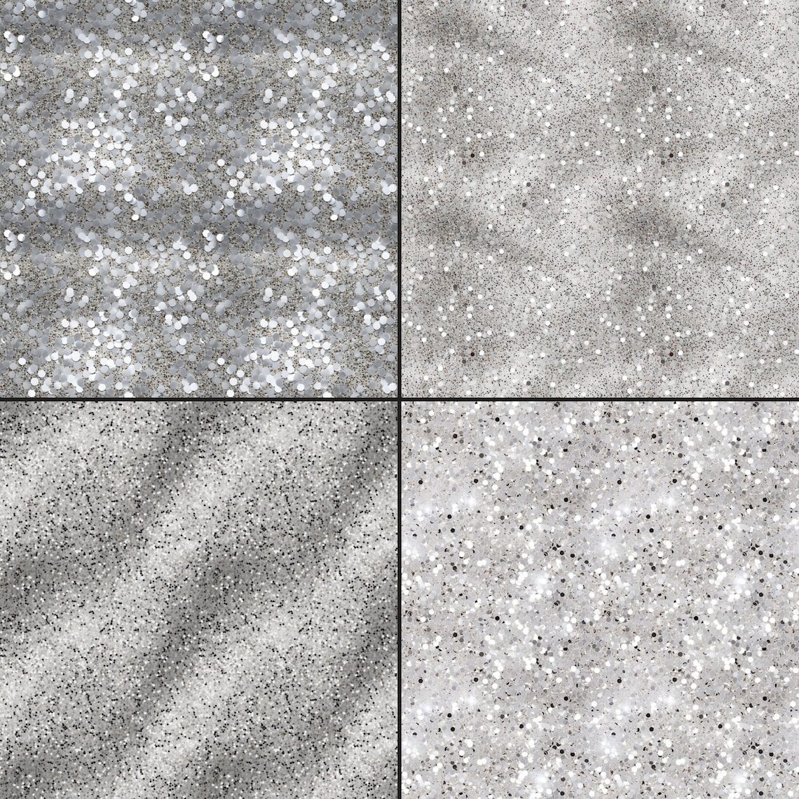 Seamless Silver Glitter Digital Paper, Commercial Use, Silver Glitter ...