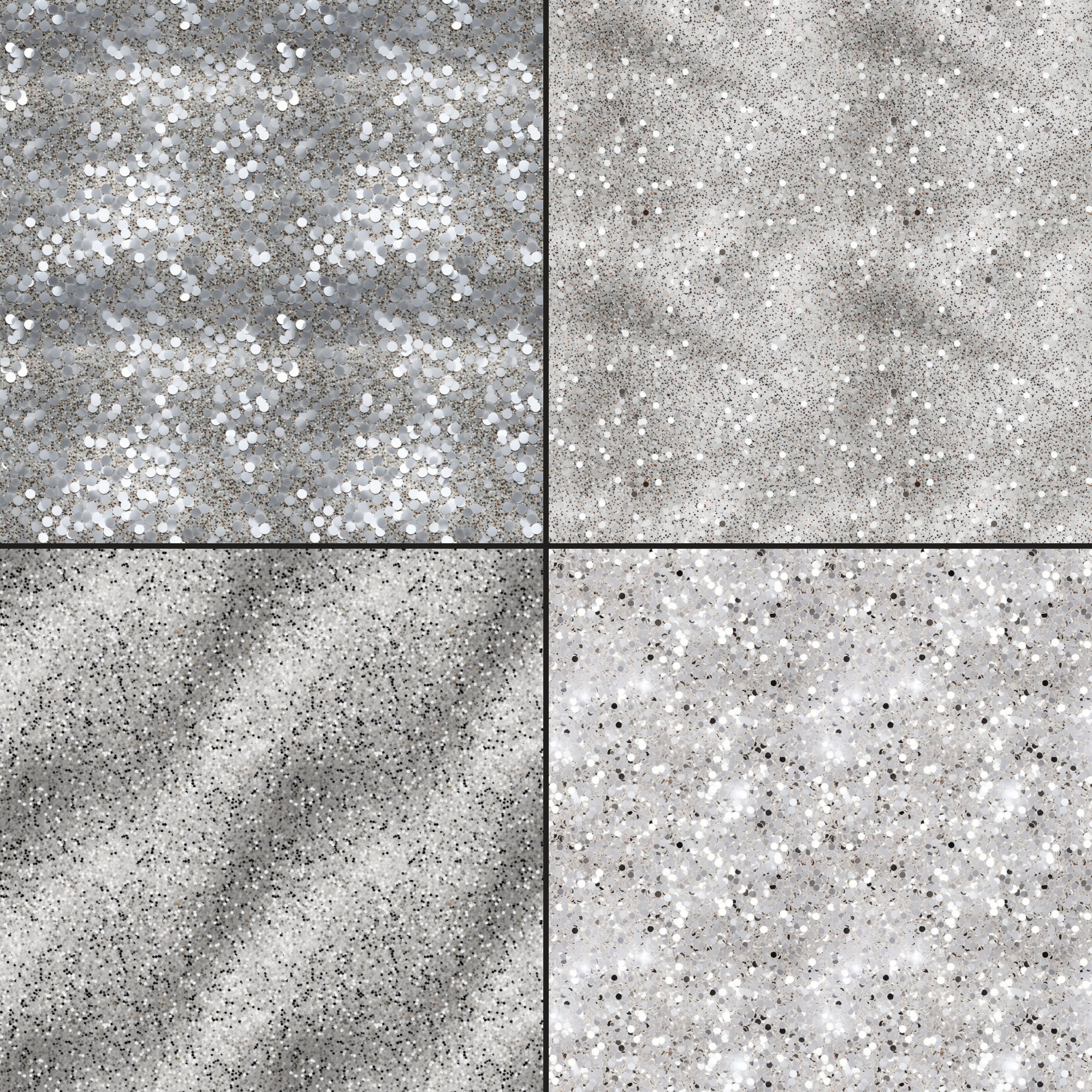 Seamless Silver Glitter Digital Paper, Commercial Use, Silver Glitter ...