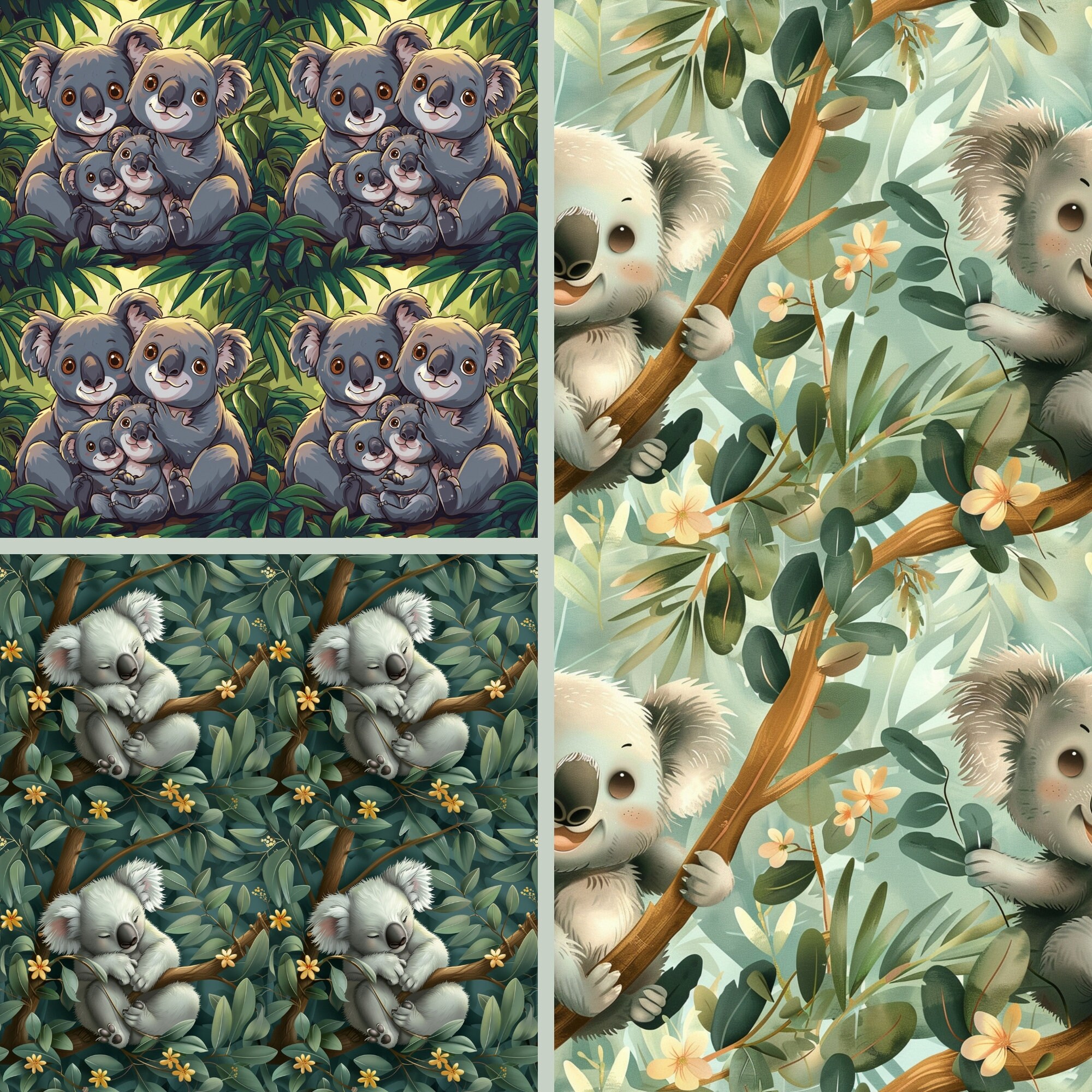 Watercolor Baby Koala Digital Paper, Seamless Printable Scrapbook Paper ...
