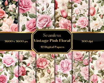 Watercolor Purple Flowers Digital Paper, Floral Pattern, Seamless ...