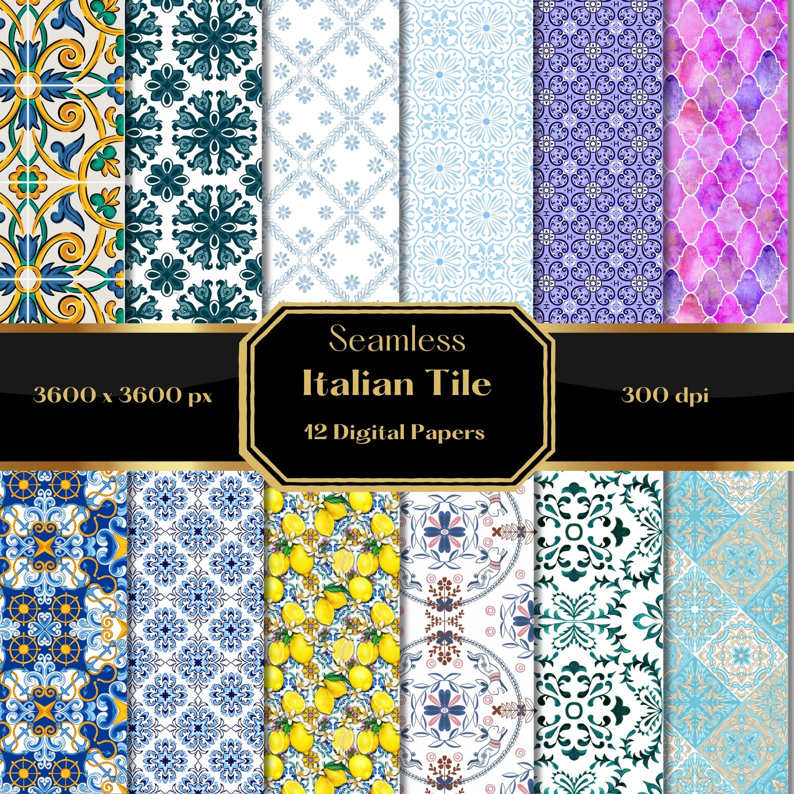 Italian Tile Digital Paper, Seamless Pattern, Italian Printable ...