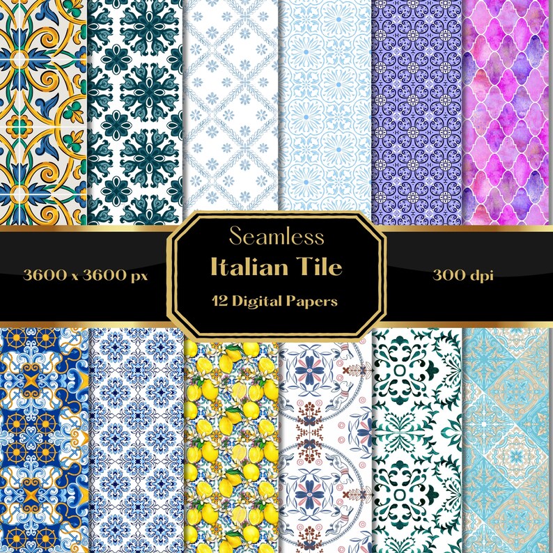 Italian Tile Digital Paper, Seamless Pattern, Italian Printable ...