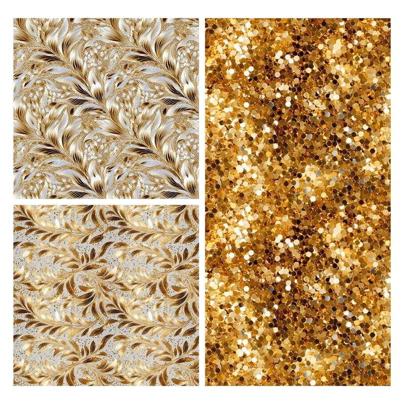 Gold Glitter Digital Paper, Seamless Pattern, Scrapbook Paper ...