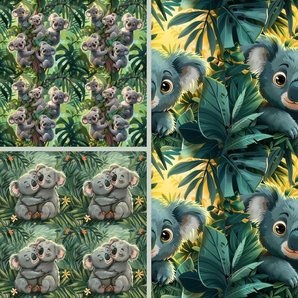 Watercolor Baby Koala Digital Paper, Seamless Printable Scrapbook Paper ...