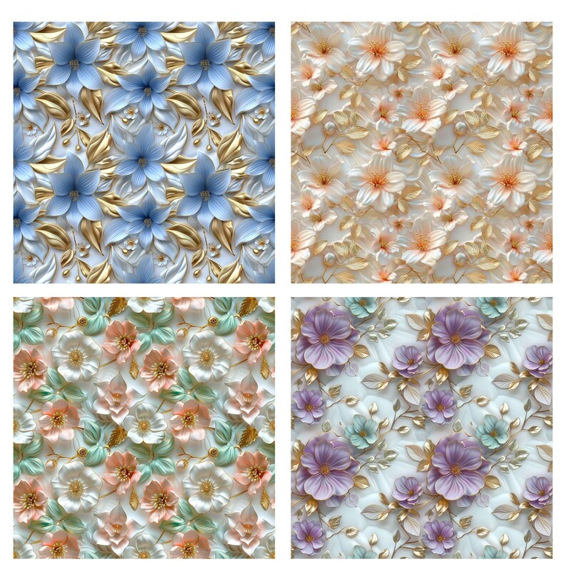 3D Pastel Floral Digital Paper, Pastel Flowers Digital Paper, Floral ...
