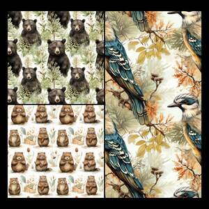 Watercolor Woodland Seamless Pattern Digital Paper, Woodland Animals ...