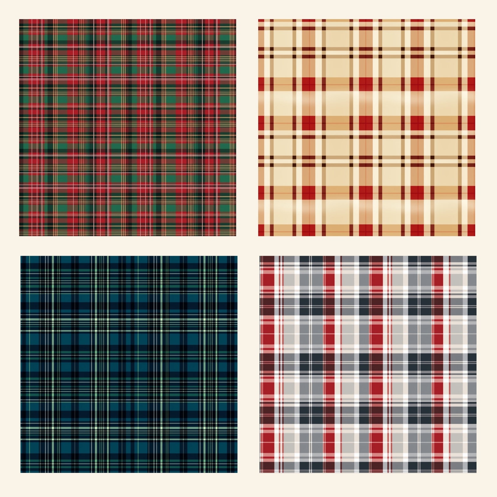 Christmas Plaid Digital Paper, Christmas Digital Paper, Scrapbook Paper ...